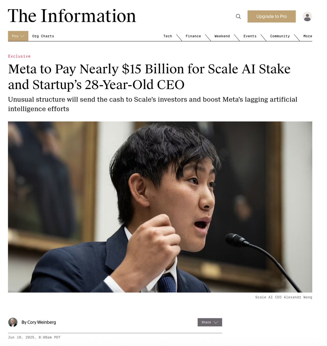 Meta Acquires 49% Scale AI Stake for $14.8B; Wang to Lead ...