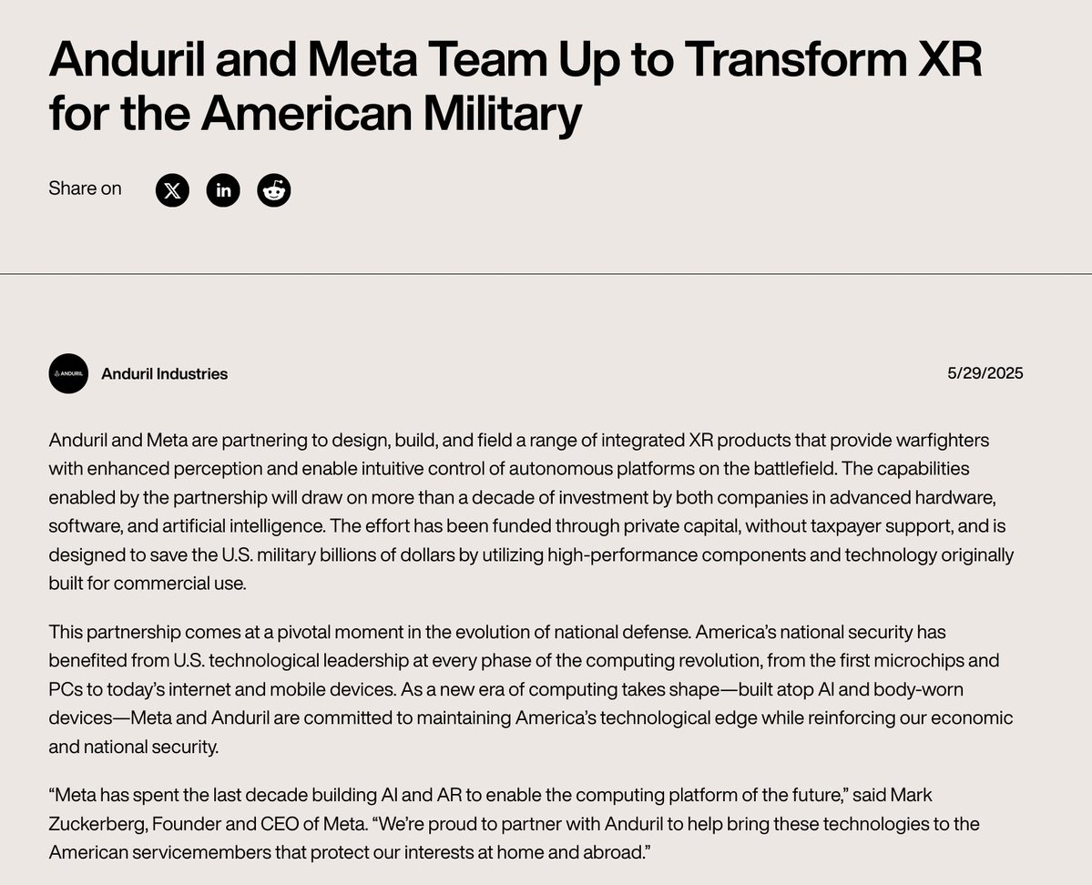 Meta and Anduril Partner on $22 Billion 'Eagle Eye' XR System for U.S ...