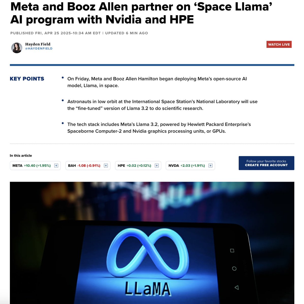 Meta and Booz Allen Deploy Llama 3.2 AI on ISS With Nvidia, HPE’s ...
