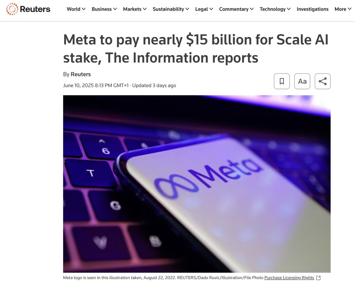 Meta Buys 49% of Scale AI for $14.3 B, Taps CEO Wang to Lead New AI Lab | DeepNewz VC