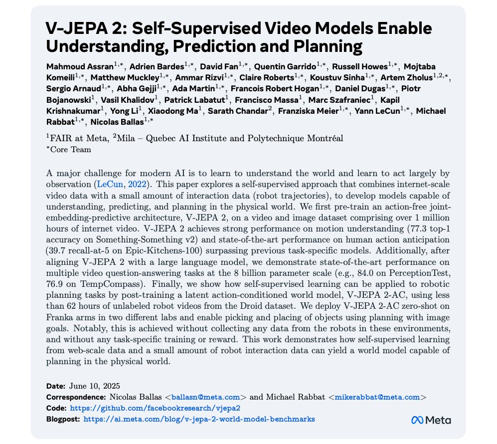Meta Launches 1.2B-Parameter V-JEPA 2 AI Model, 30x Faster Than Nvidia’s Cosmos, to Advance ...