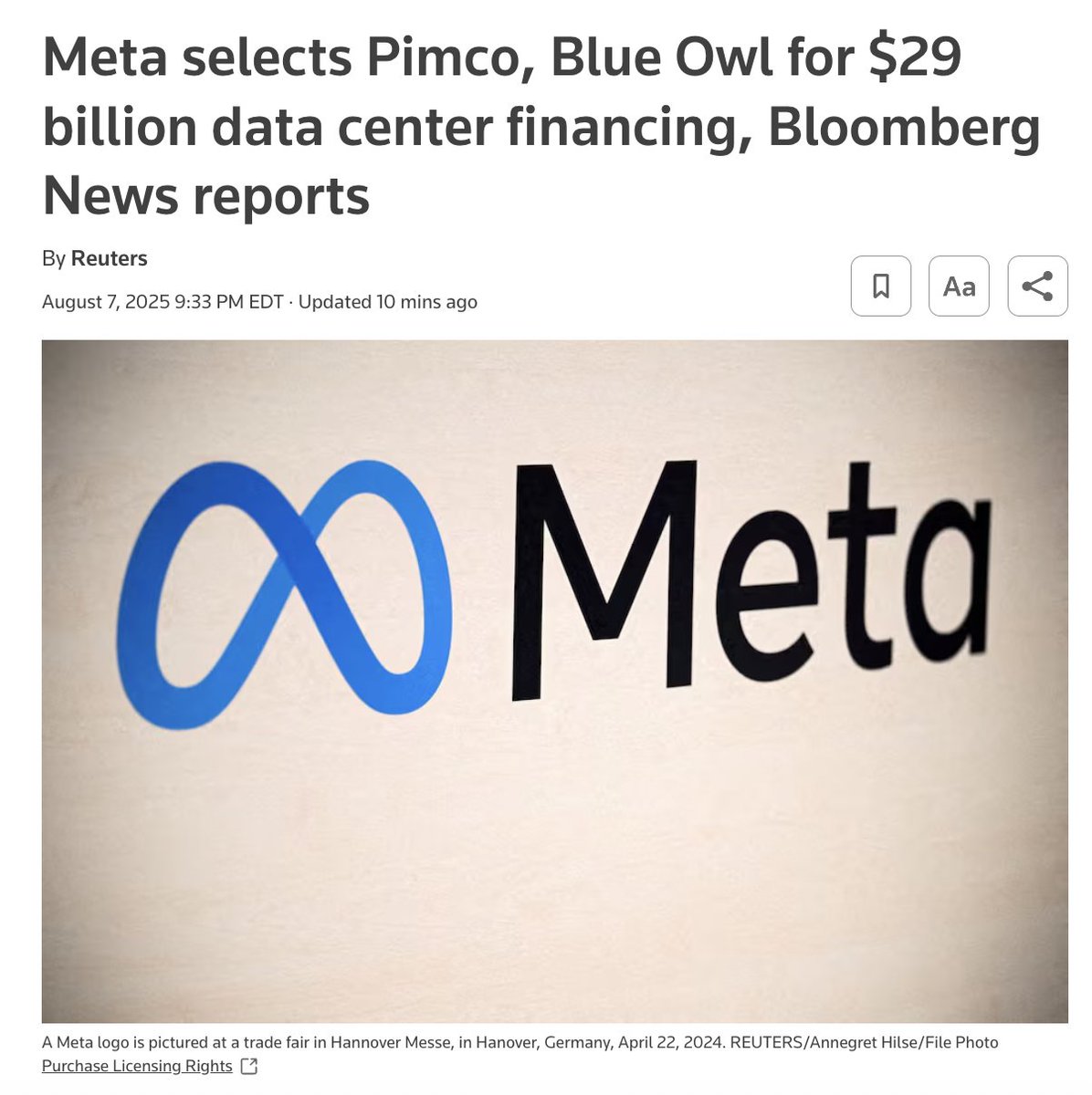 Meta Secures $29 Billion Pimco-Blue Owl Financing for AI Data Center ...