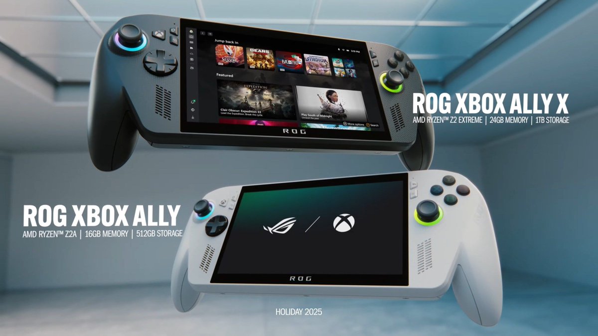 Microsoft and Asus Debut ROG Xbox Ally and Ally X Handhelds, Shipping Holiday 2025 | DeepNewz ...