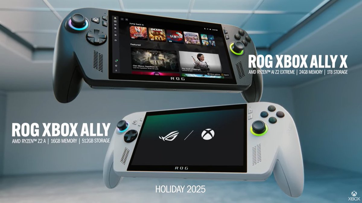 Microsoft, Asus Reveal ROG Xbox Ally Handhelds, Powered by AMD Ryzen ...
