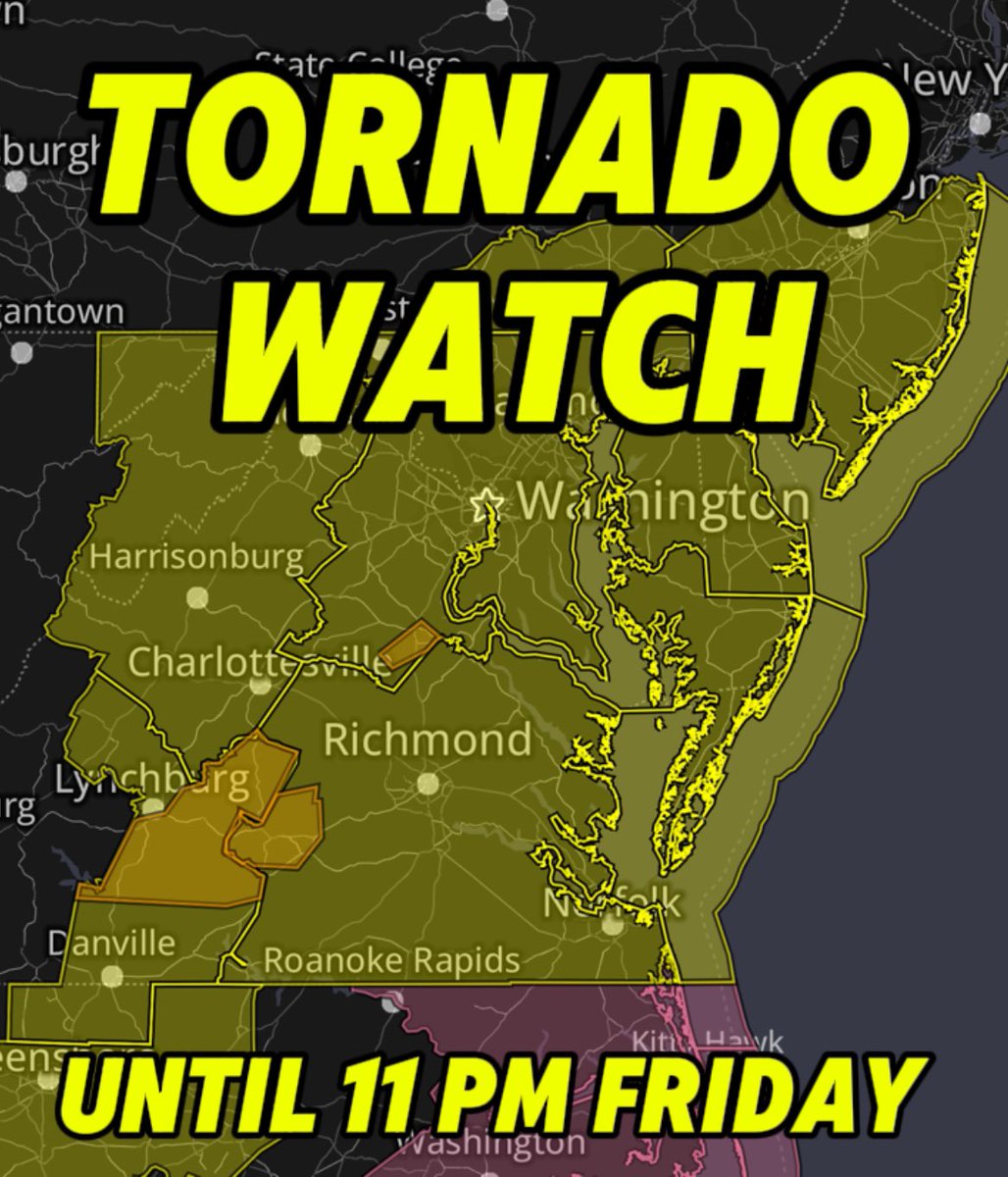Mid-Atlantic Under Tornado Watch Until Midnight; Virginia, Maryland Hit ...