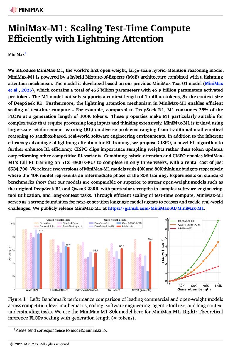 Minimax Releases Open Source M1 Model With 1 Million Token Context And