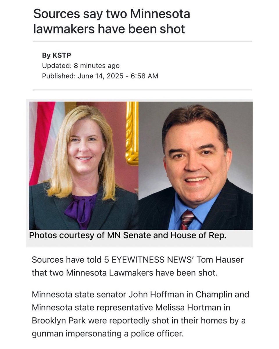 Minnesota Rep. Hortman Killed, Sen. Hoffman Wounded; 57-Year-Old ...