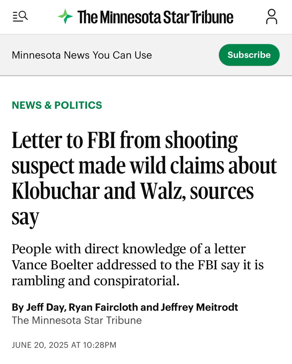 Minnesota Shooting Suspect Alleges Walz Ordered Klobuchar Killing in ...