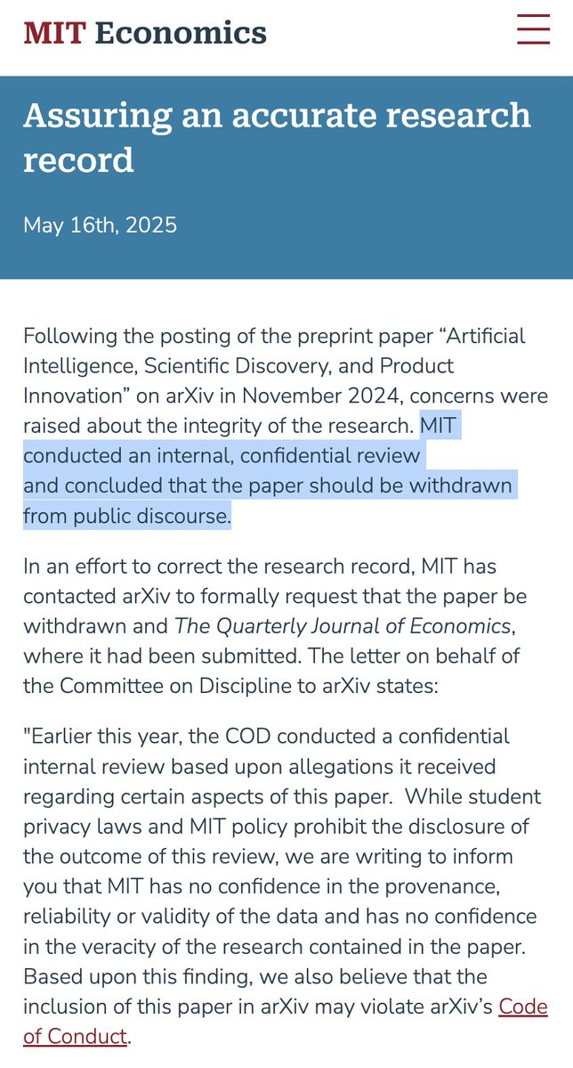 MIT Withdraws Support for AI Paper by Former Student, Retracted for ...