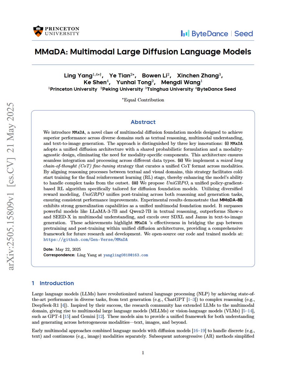 MMaDA-8B Multimodal Diffusion Models Surpass LLaMA-3-7B and SDXL with ...