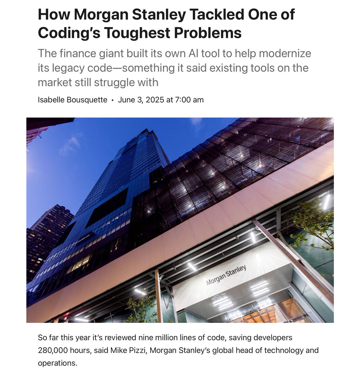 Morgan Stanley's DevGen.AI Processes 9 Million Lines of Legacy Code at ...