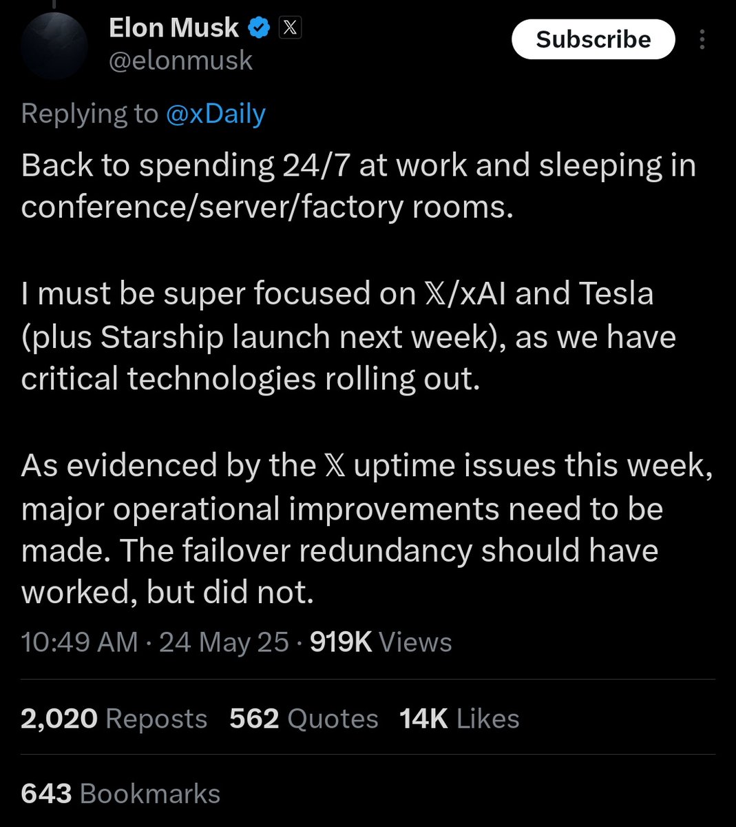 Musk Adopts 24/7 Schedule After X Outage, Vows Fixes for Social Network ...