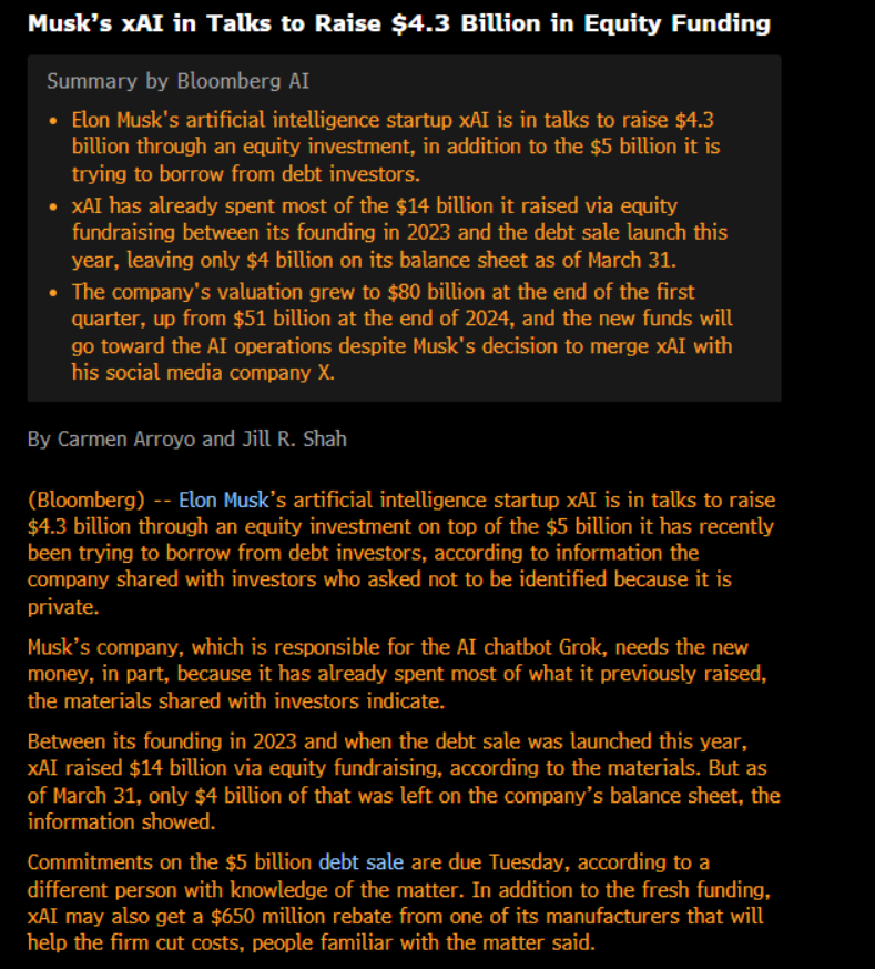 Musk’s xAI Seeks $4.3 Billion Equity Raise as Cash Burn Hits $1 Billion ...