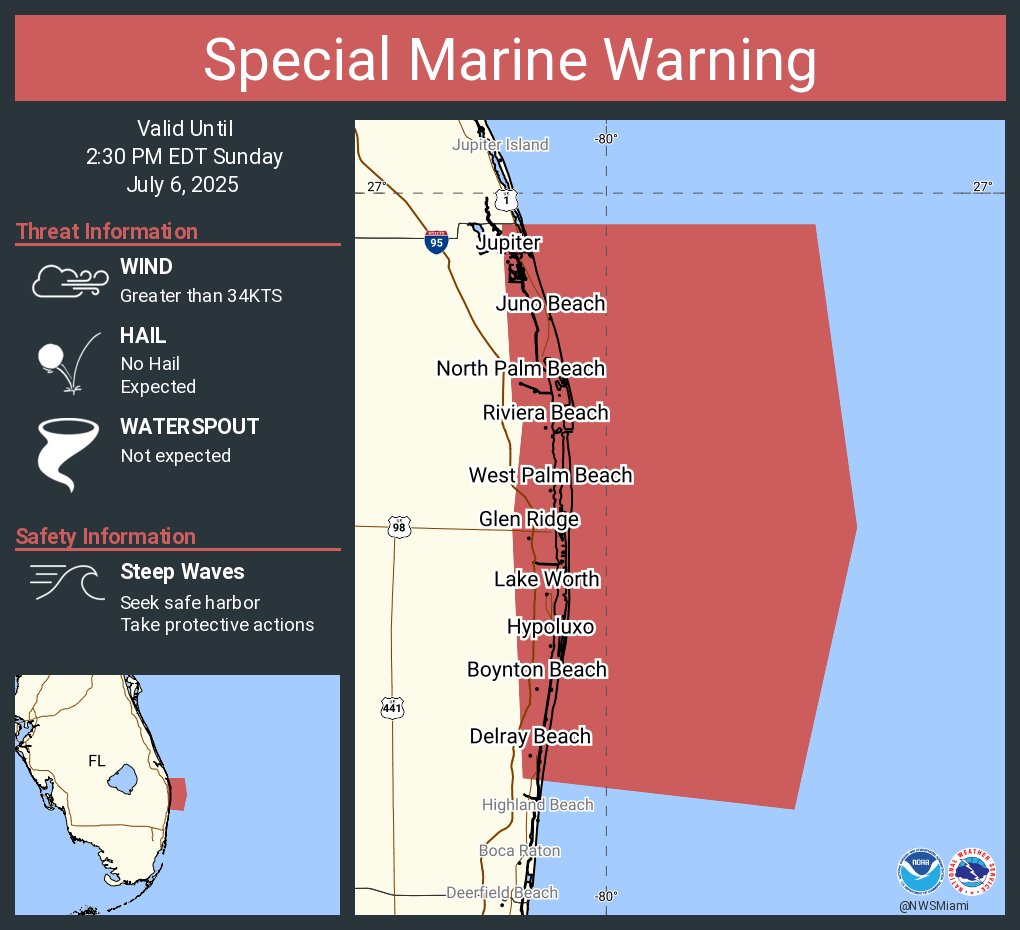 National Weather Service Issues Special Marine Warnings Through Early ...