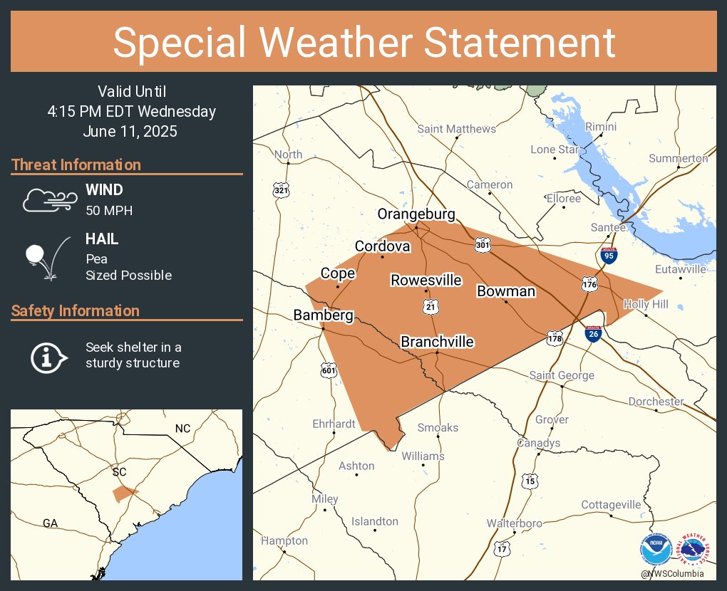 National Weather Service Issues Special Weather Statements Across South ...