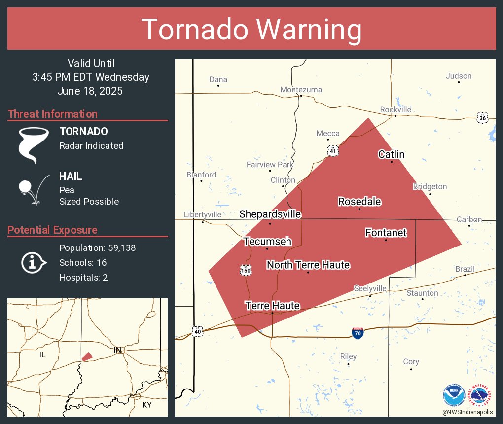 National Weather Service Issues Tornado Warnings Across Western Indiana ...