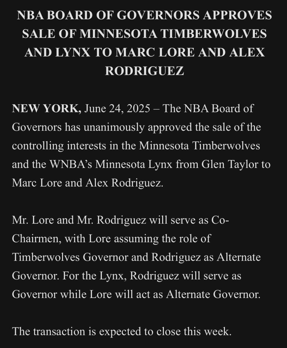 NBA Approves $1.5 Billion Sale of Timberwolves and Lynx from Glen ...