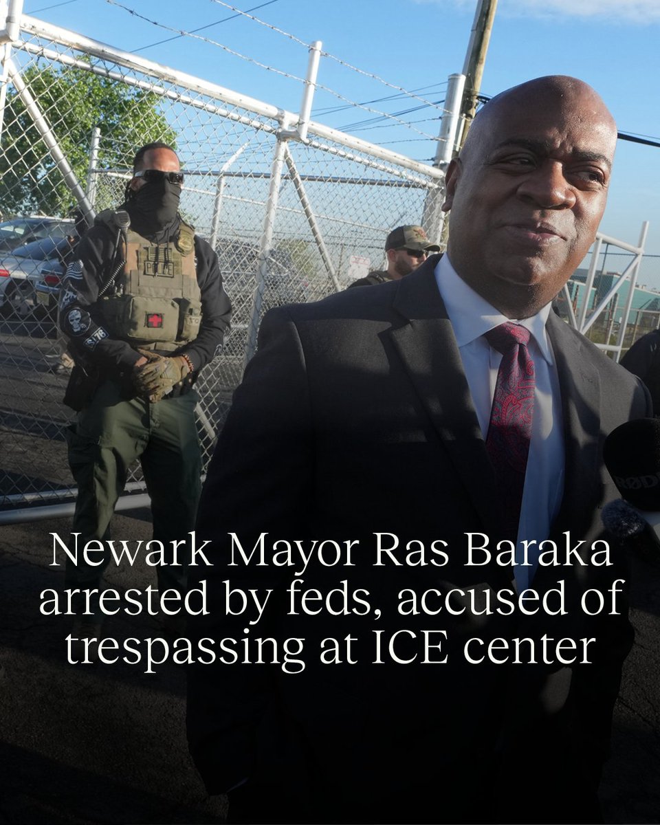Newark Mayor Ras Baraka Arrested on Trespass Charge at ICE Detention ...