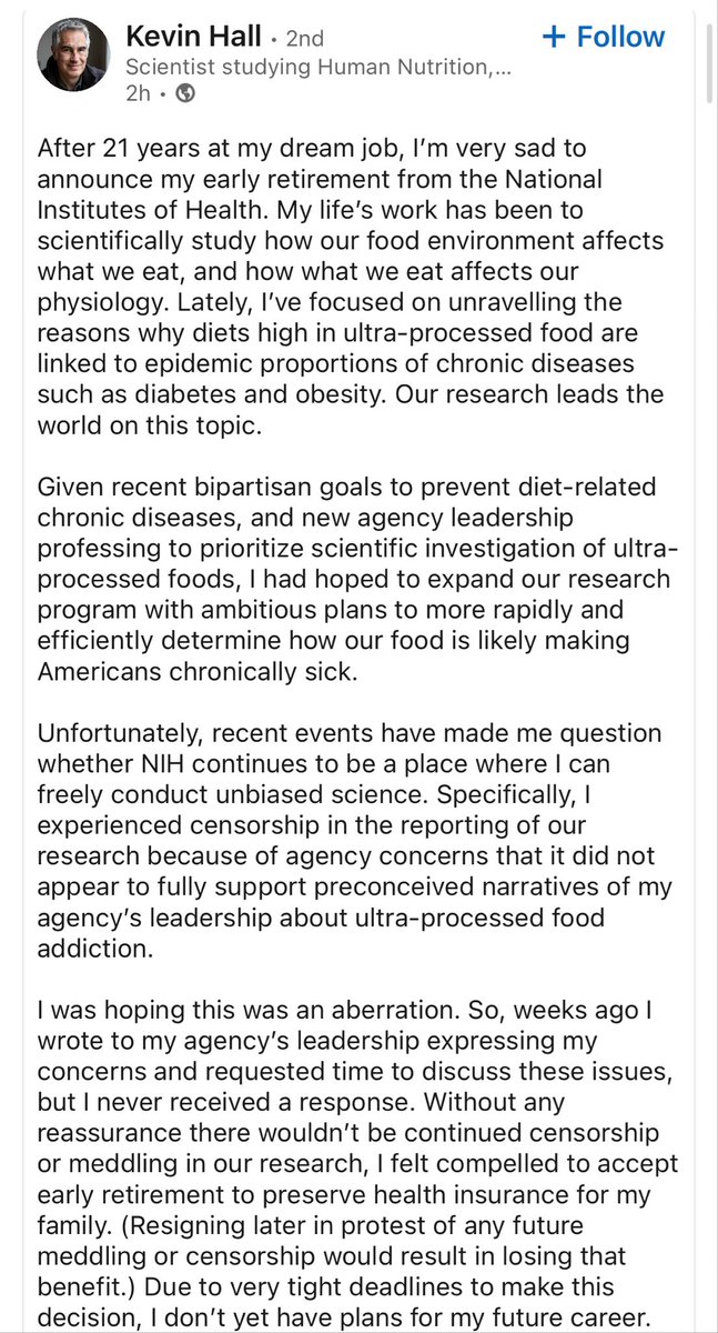 NIH Nutrition Scientist Kevin Hall Retires Early Over Censorship on ...