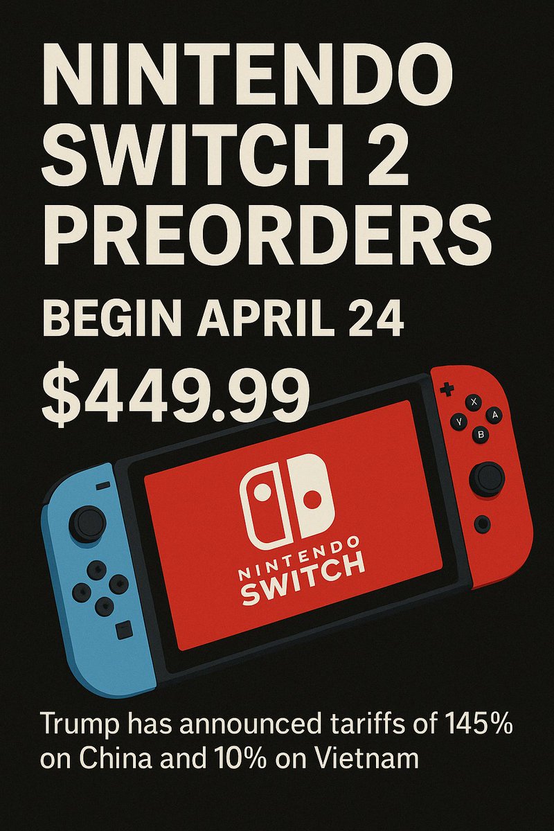Nintendo Switch 2 Pre-Orders Start April 24 at $449.99, Accessories ...