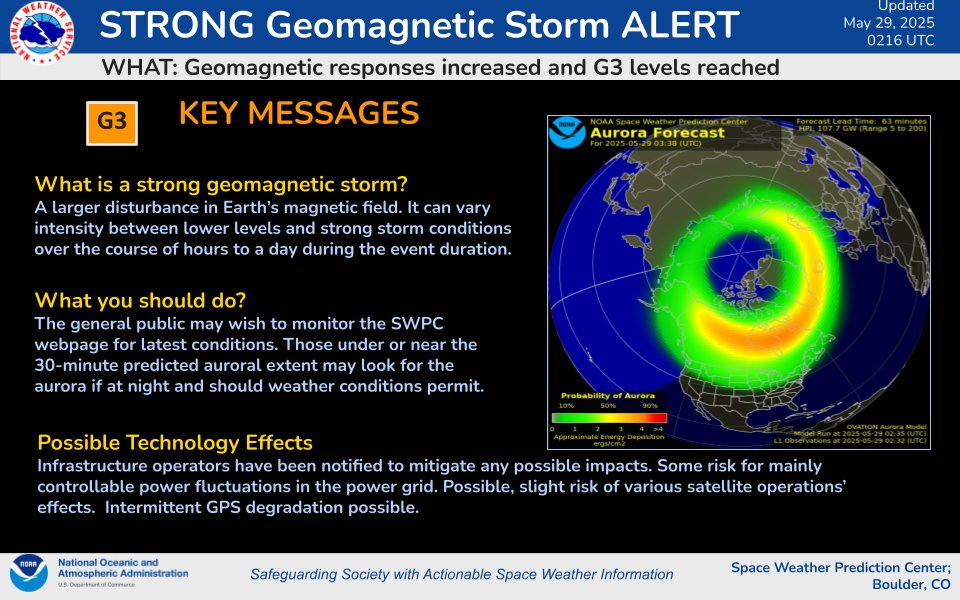 NOAA Reports Strong G3 Geomagnetic Storm With GPS Disruptions, Mid ...