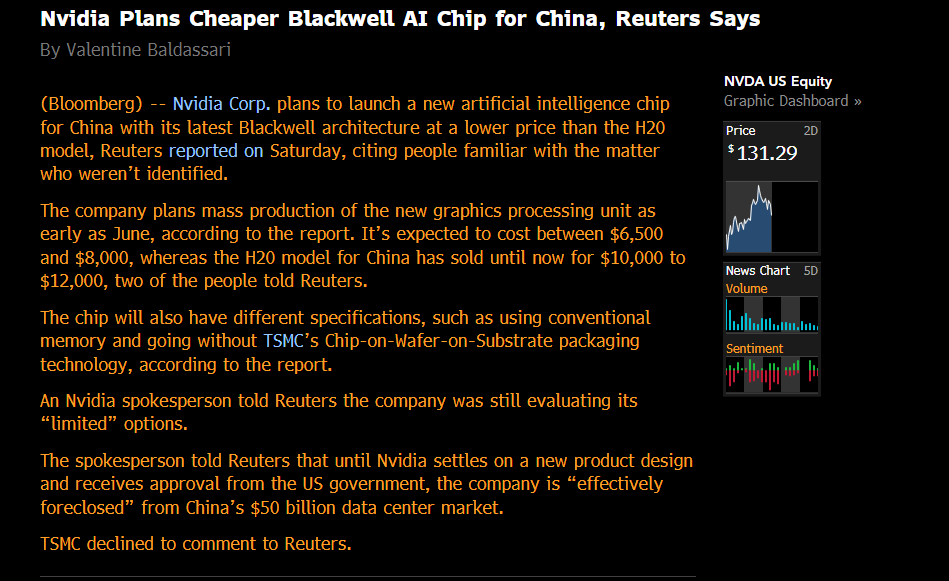 Nvidia to Launch $6,500-$8,000 Blackwell AI Chip for China in June Amid ...