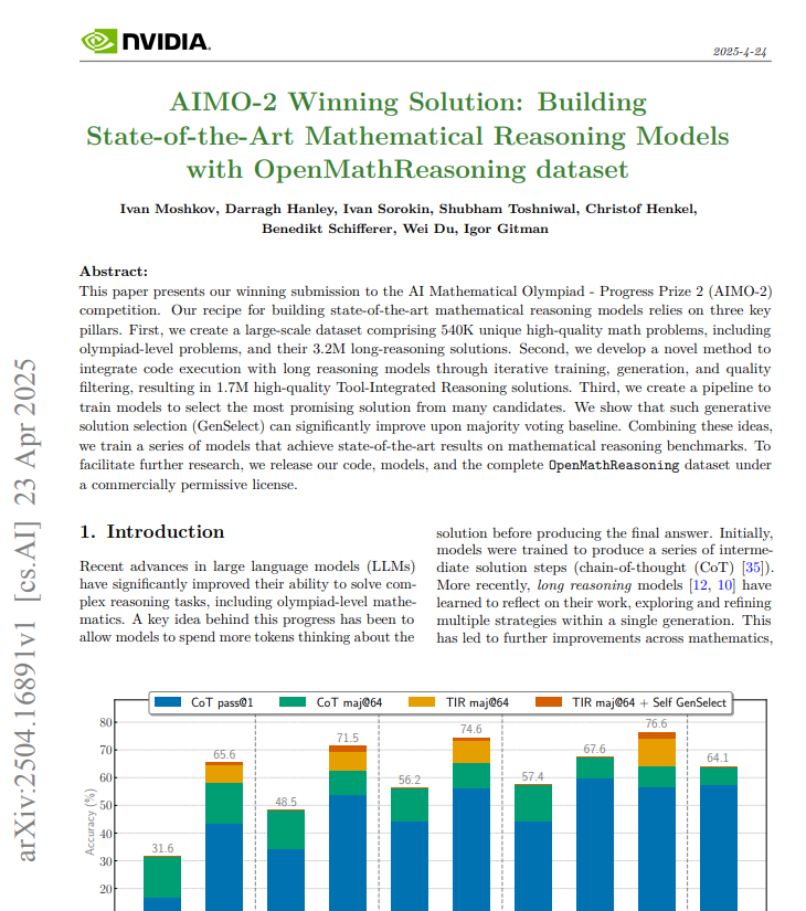 NVIDIA’s OpenMath-Nemotron-32B and 14B-Kaggle AI Models Win AIMO-2 Using 540K Dataset and ...