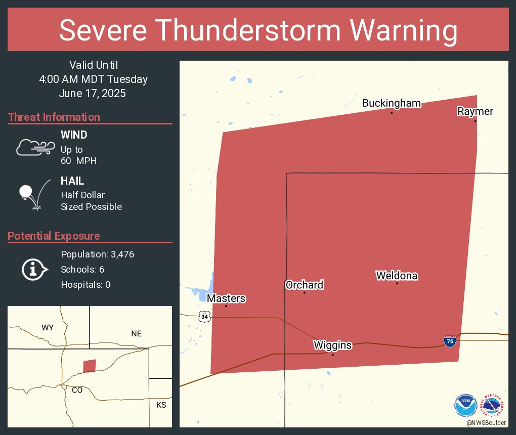 NWS Issues Severe Thunderstorm Warnings for Northern Colorado Counties ...