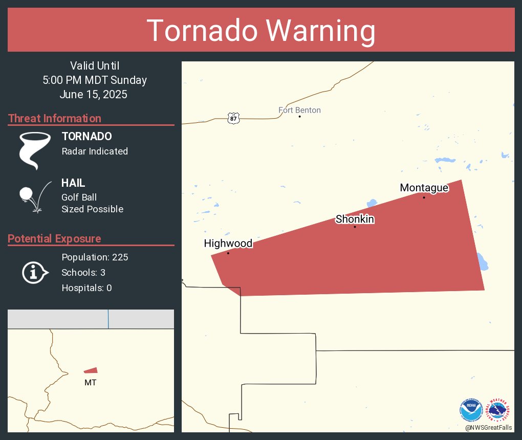 NWS Issues Tornado Warnings for Central Montana; Twister Reported Near Roundup | DeepNewz ...