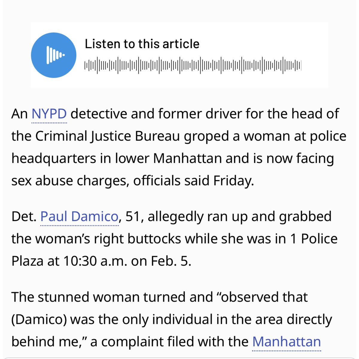 NYPD Detective Paul D’Amico, 28 Years on Force, Arrested for Groping ...