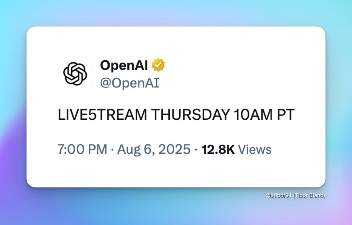 OpenAI Schedules Aug. 7 Livestream for GPT-5 as ChatGPT Nears 700 Million Users | DeepNewz AI ...