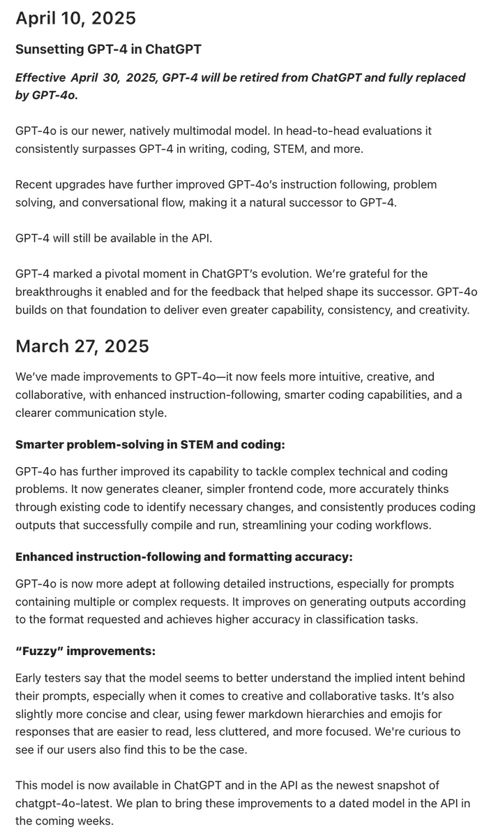 OpenAI to Replace GPT-4 with GPT-4o in ChatGPT by April 30, 2025, Amid ...