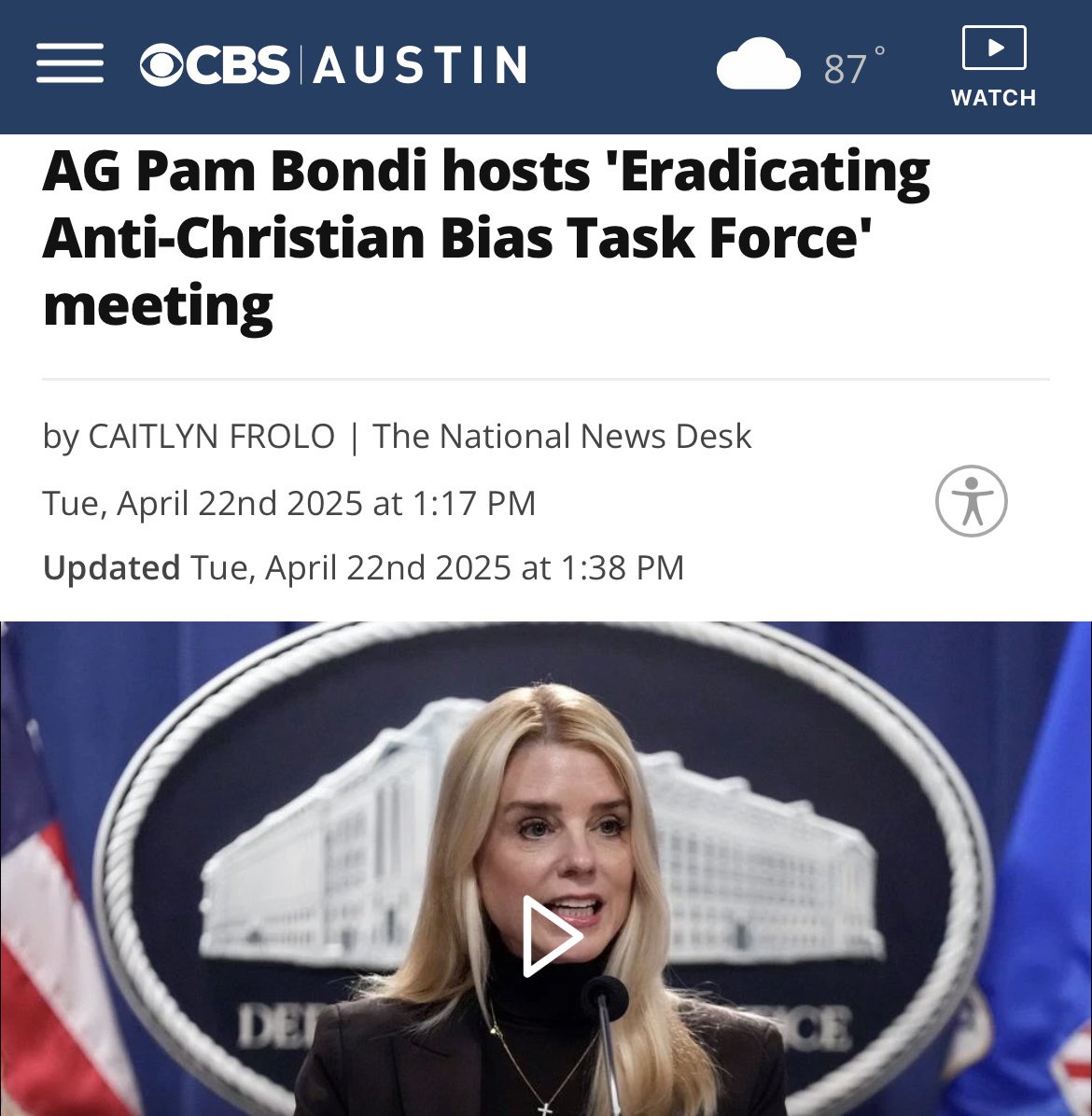 Pam Bondi Leads First Meeting of Trump's Task Force to Combat Anti ...