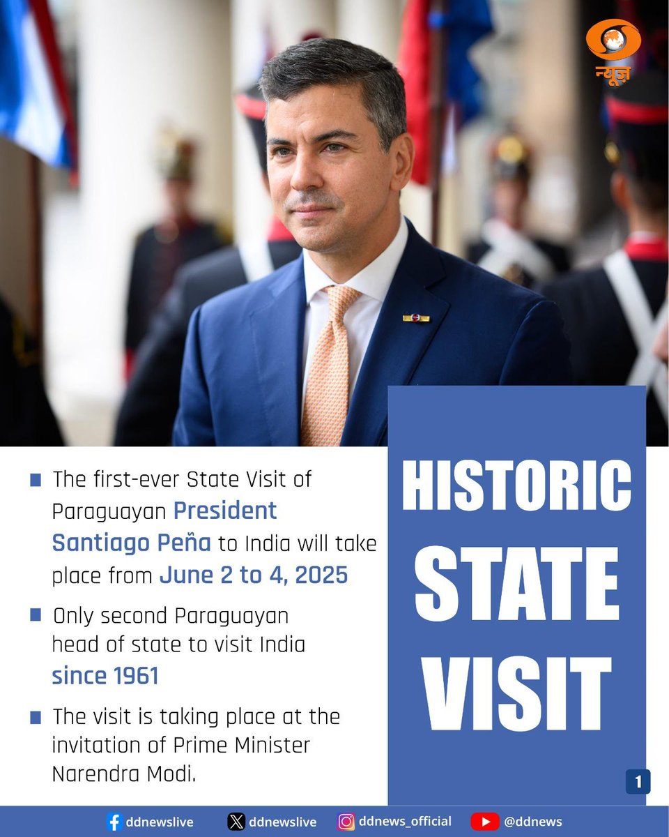 Paraguayan President Santiago Peña to Visit India June 2-4 for First ...