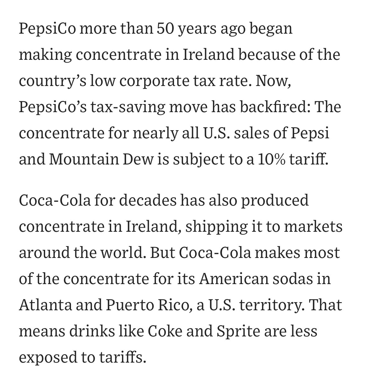 PepsiCo's Ireland Concentrate Production for 50 Years Faces Tariff ...