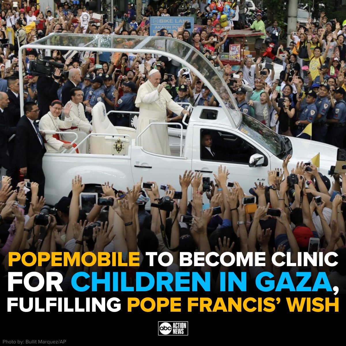 Pope Francis's Popemobile to Become Mobile Clinic for Gaza Children ...