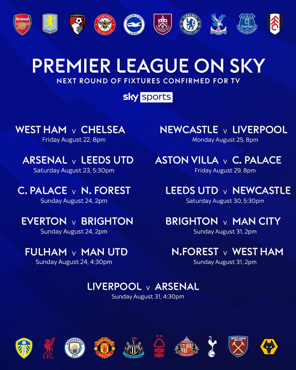 Premier League Shifts August Fixtures After TNT, Sky Selections ...