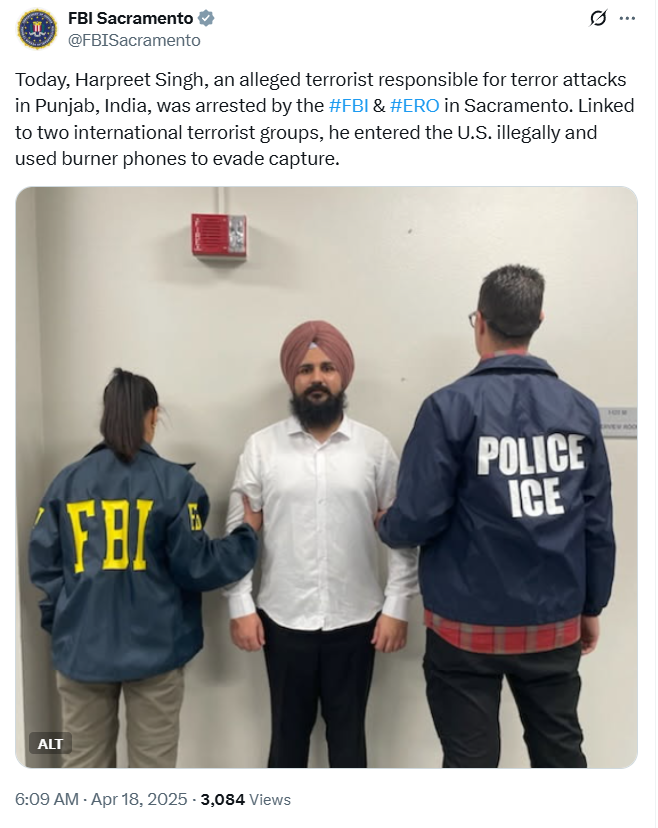 Punjab Terrorist Happy Passia, Linked to 14 Attacks, Detained by FBI and ICE in Sacramento ...