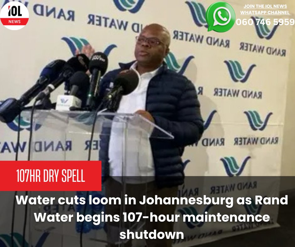 Rand Water Begins Major Maintenance May 29 Causing Water Supply ...