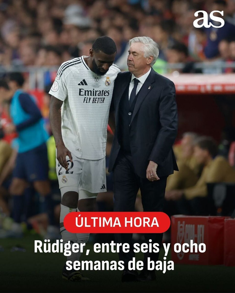 Real Madrid's German Defender Antonio Rüdiger Out for 6-8 Weeks After ...