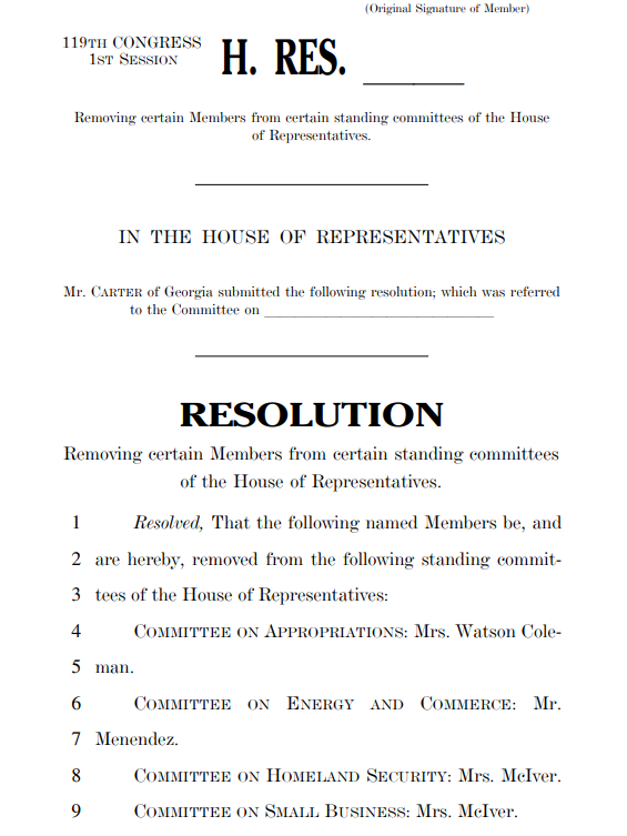 Rep. Buddy Carter Files Resolution to Remove Democratic Reps. Menendez ...