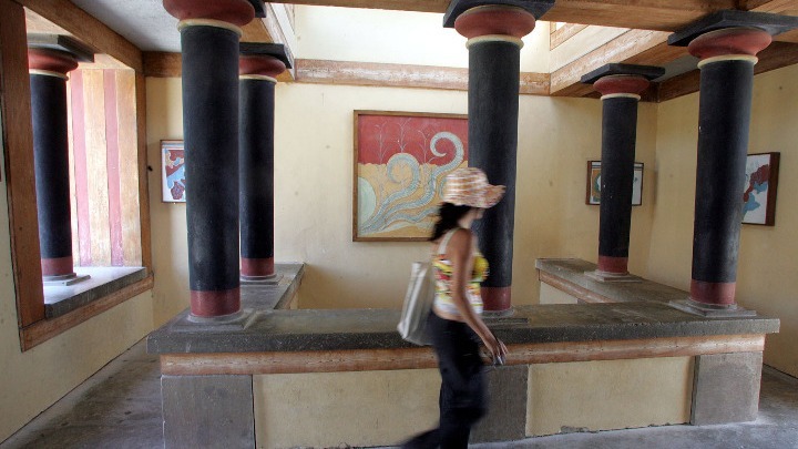 Replica of Dolphin Mural Collapses at Crete's Knossos Palace Due to ...