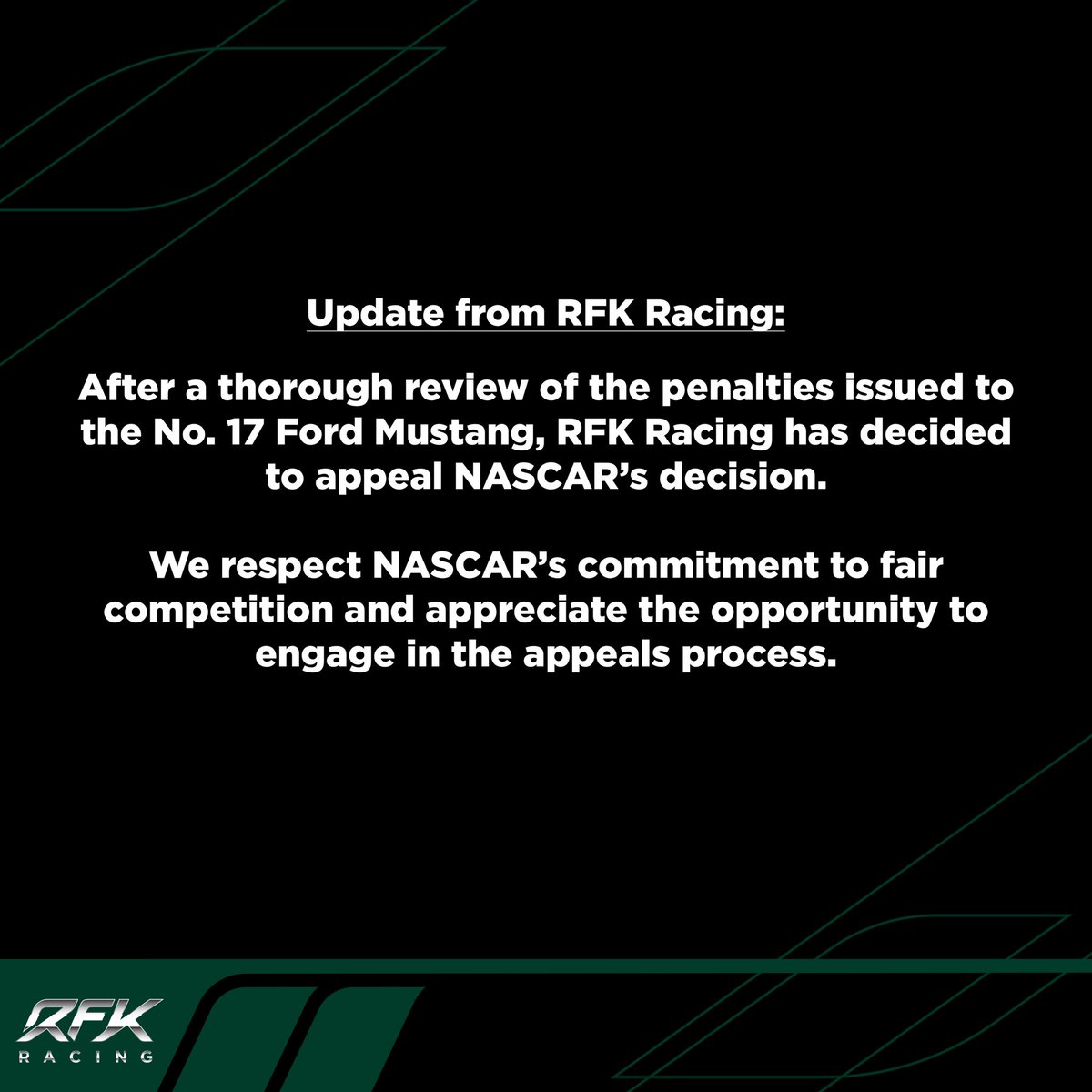 RFK Racing to Appeal L1 Penalty on Chris Buescher's No. 17 Ford Mustang ...