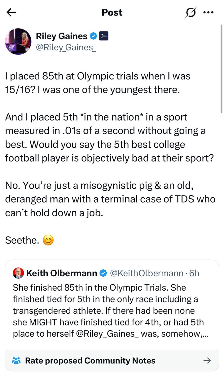 Riley Gaines Challenges Former ESPN Host Keith Olbermann to Swim Race ...