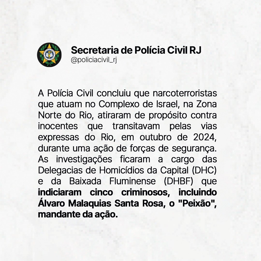 Rio Police Indict Peixão and Four Others for October 2024 Terrorist ...
