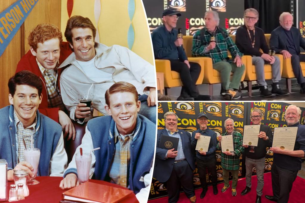 Ron Howard and Henry Winkler Reunite with 'Happy Days' Co-Stars Anson ...