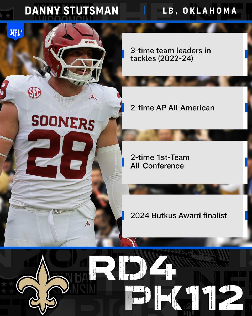 Saints Draft Oklahoma LB Danny Stutsman With 112th Pick in 2025 NFL ...