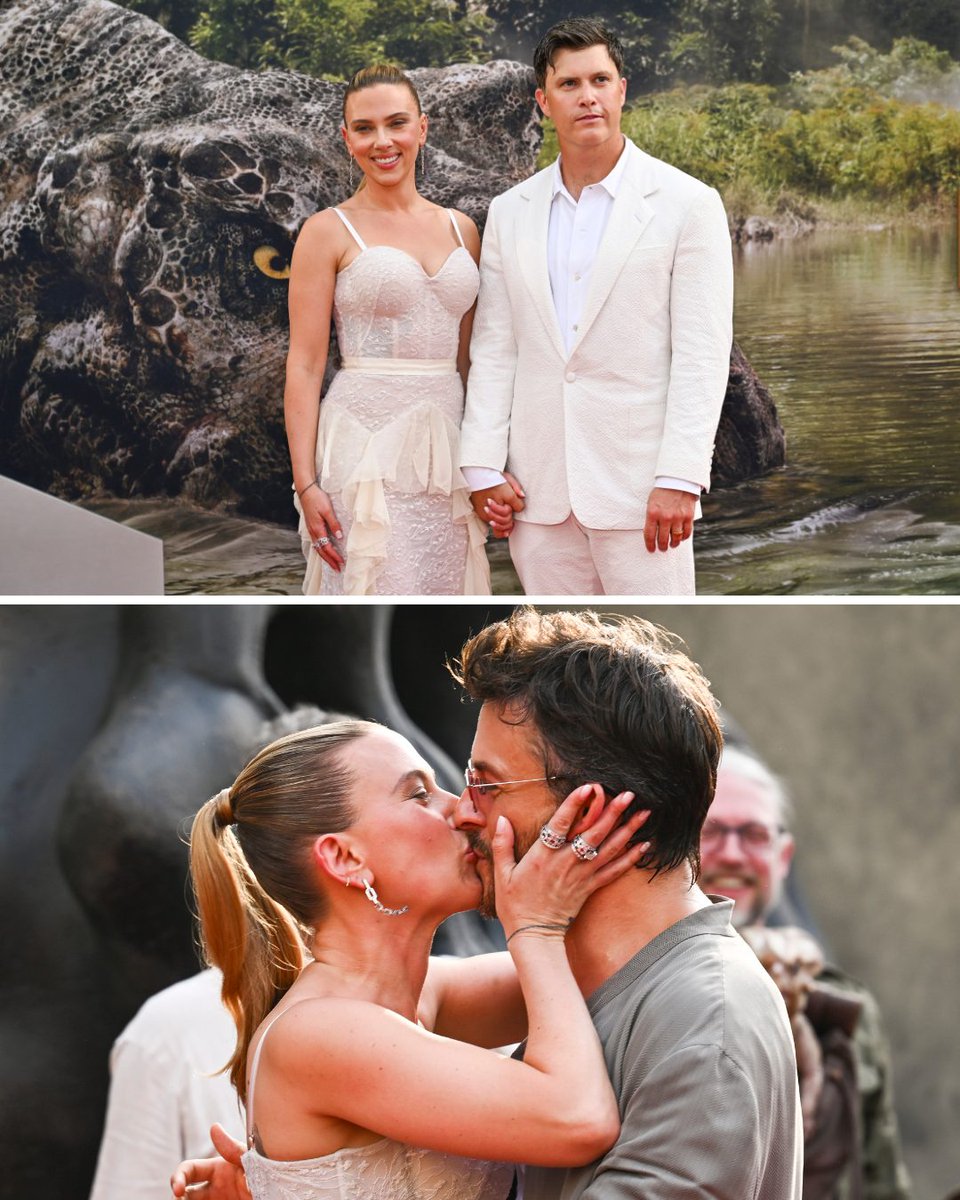 Scarlett Johansson and Jonathan Bailey Kiss at Jurassic World: Rebirth ...