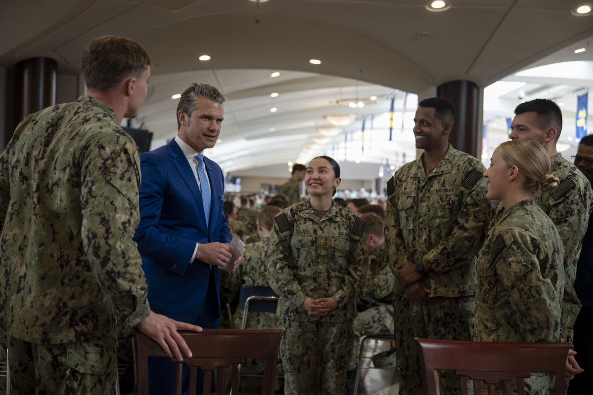 Secretary of Defense Pete Hegseth Receives Warm Welcome at U.S. Naval ...