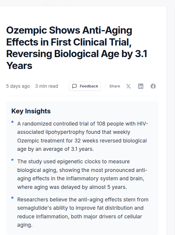 Semaglutide Ozempic Reverses Biological Aging by 3.1 Years in 32-Week ...